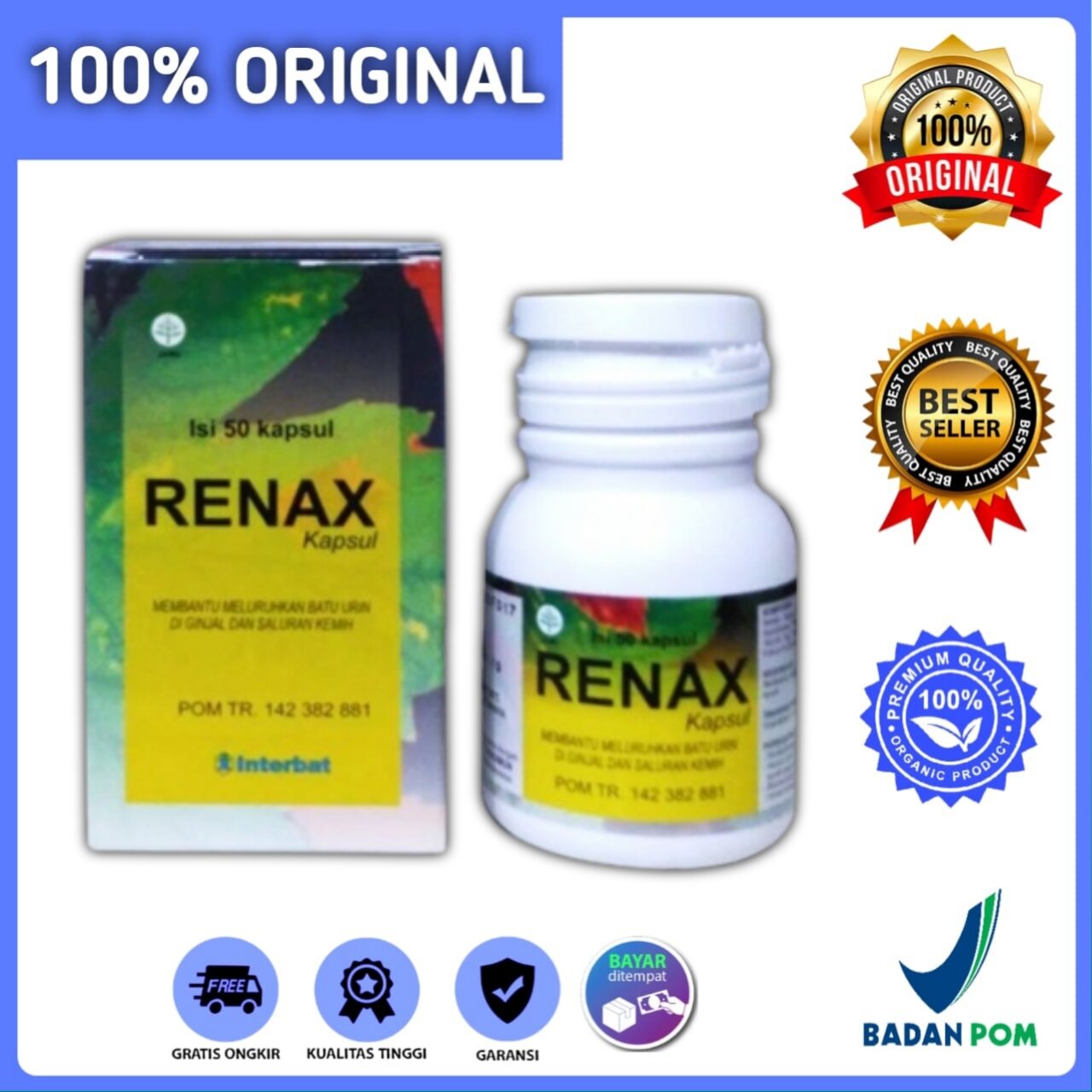 Renax Mencegah dan Mengatasi Batu Ginjal - 50 kapsul | Lazada Indonesia