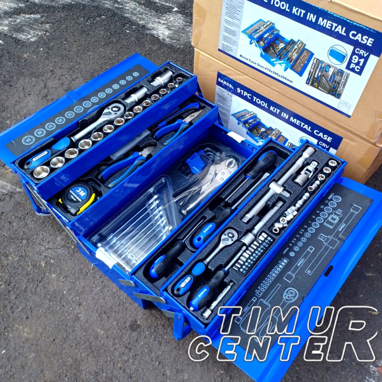 SANDS 91PC TOOL KIT IN METAL CASE Kunci Set Lengkap 3 Susun | Lazada ...