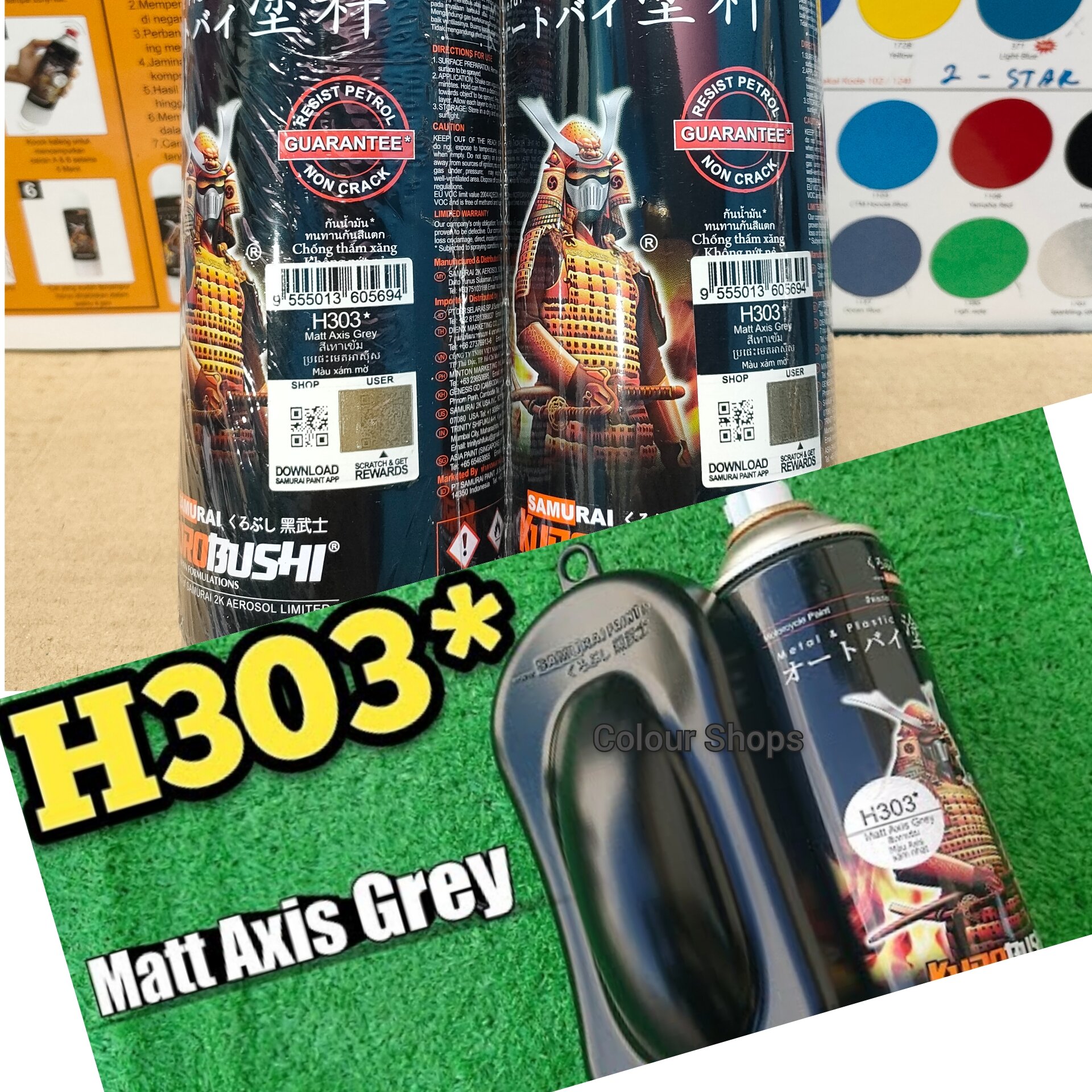 Pilok Pilox Cat Samurai Matt Axis Grey H303 303 Abu Abu Gelap Doff dop ...