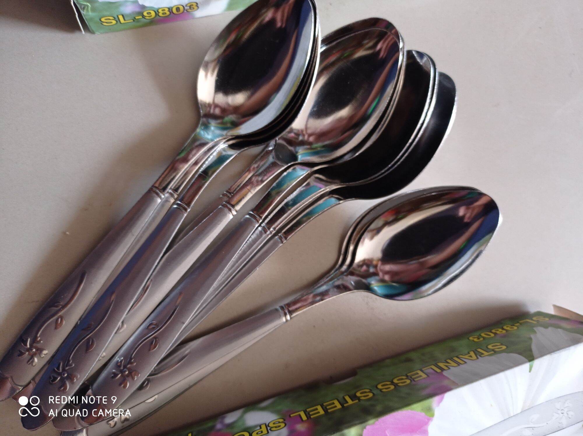 sendok makan stainless steel tebal motif bunga isi 1 lusin | Lazada ...