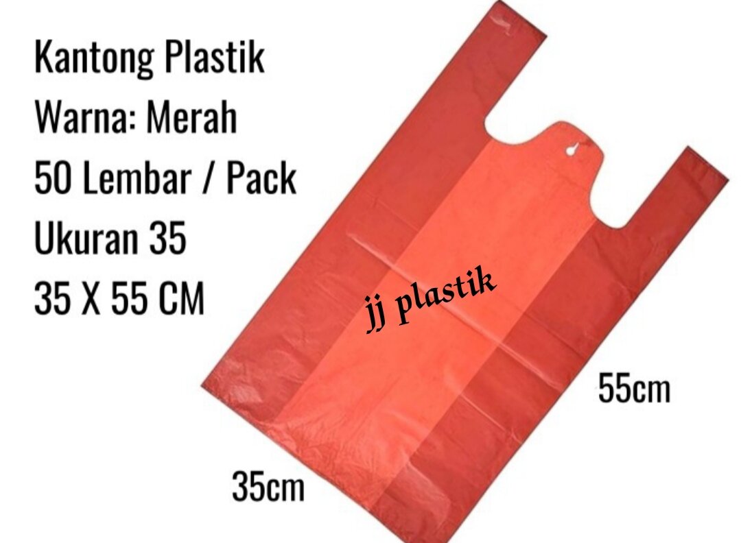 kantong plastik kresek merah hd35 35xx55cm ekonomis HD PE size besar ...