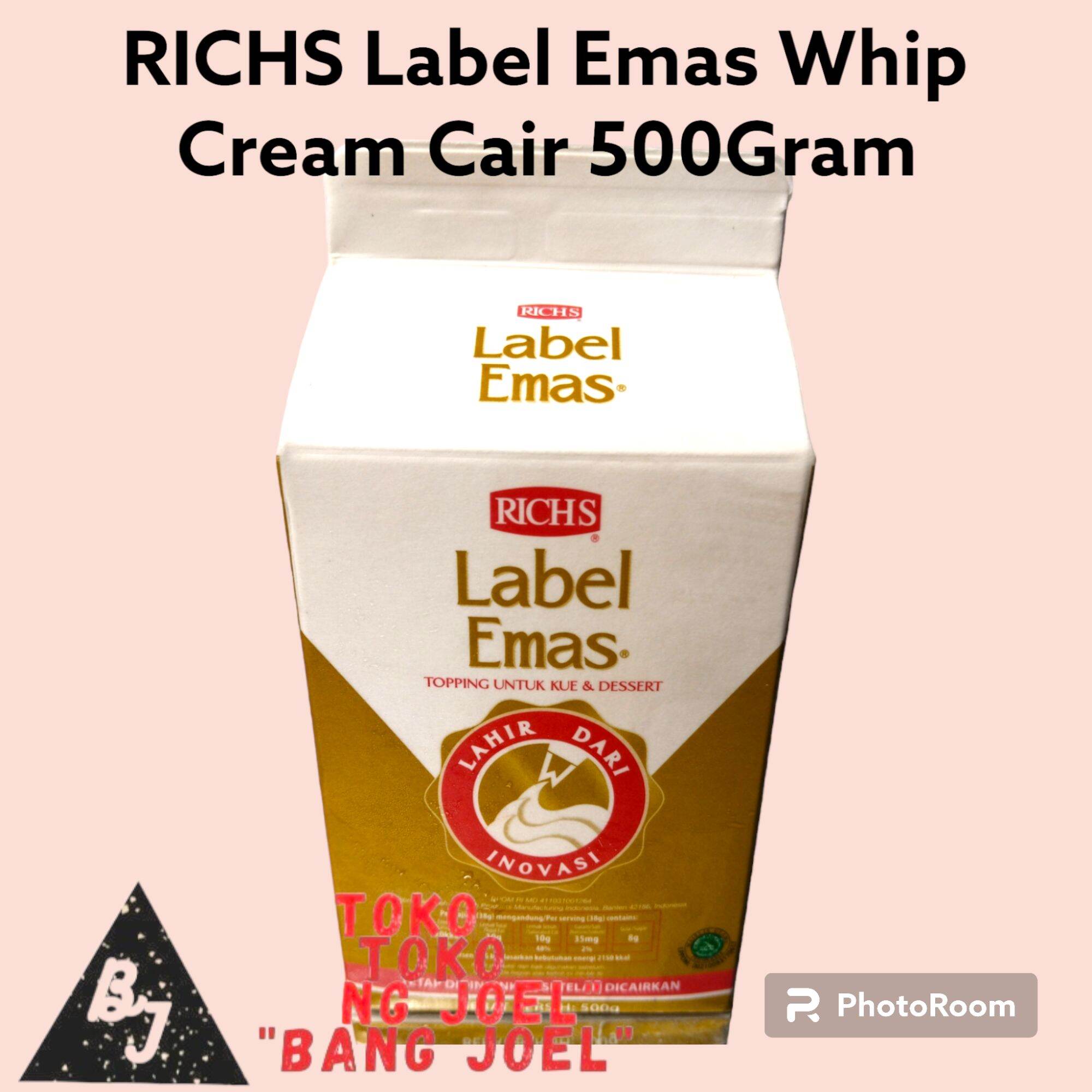 RICHS Label Emas whip Cream Cair 500Gram / Whipping Cream Cair / Whip ...