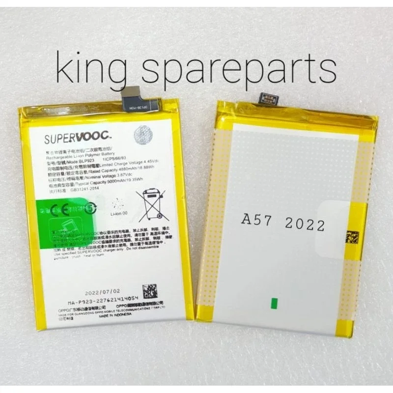 Baterai HP OPPO A57 4G / A57 5G 2022 ORIGINAL 100% BLP923 | Batu ...