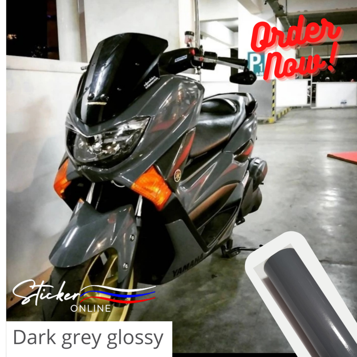 skotlet motor warna abu-abu glossy mengkilat stiker body motor | Lazada ...