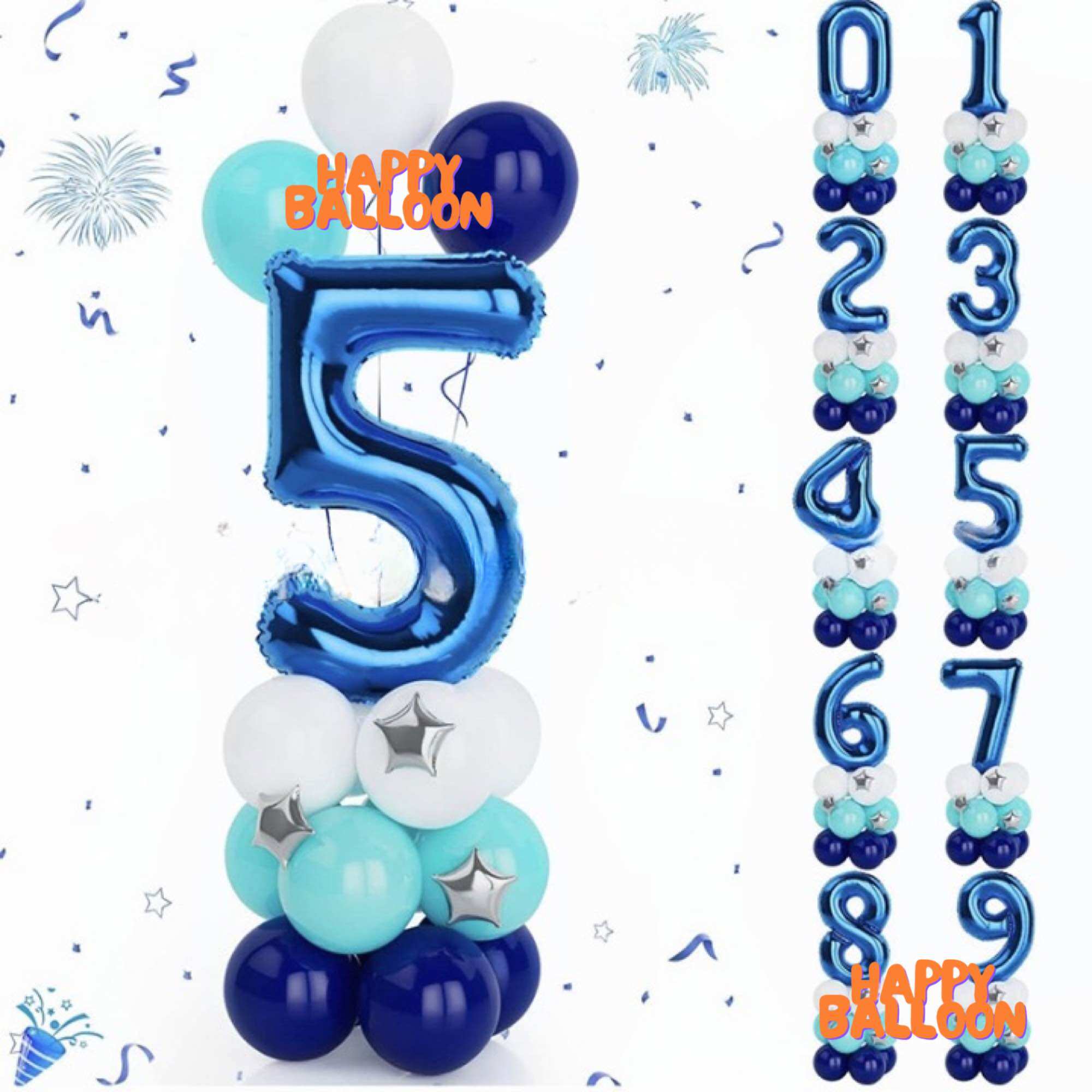 HappyBalloon Paket Balon Angka Tema Biru Tua 80cm (PD215) | Lazada ...