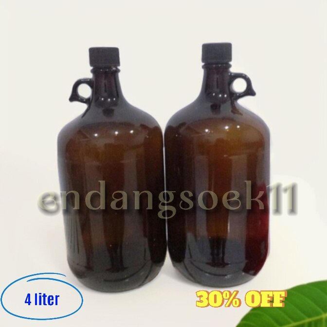 Botol kaca 4liter Botol Amber botol coklat/botol unik/botol antik ...