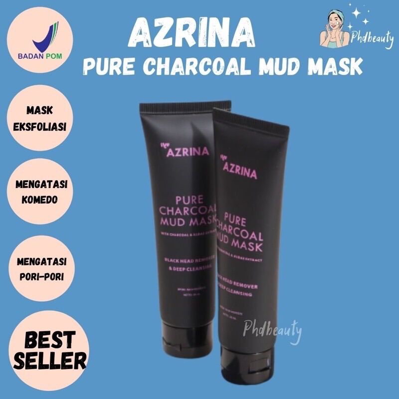 SIAP KIRIM ️AGEN RESMI ️AZRINA PURE CHARCOAL MUD MASK / MASKER ...