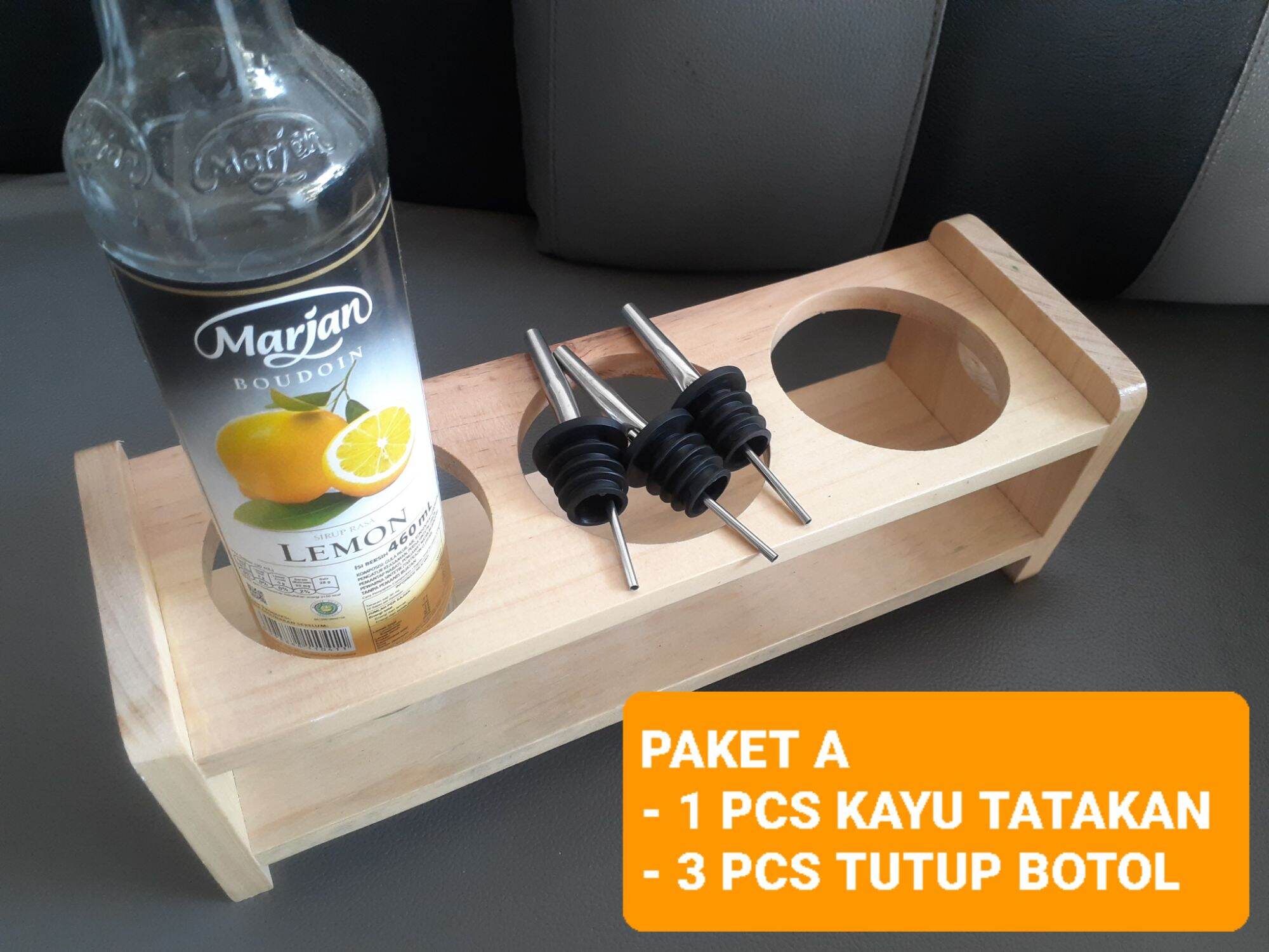 PAKET HOLDER BOTOL SIRUP | TATAKAN SIRUP | TUTUP BOTOL SIRUP | KAYU ...