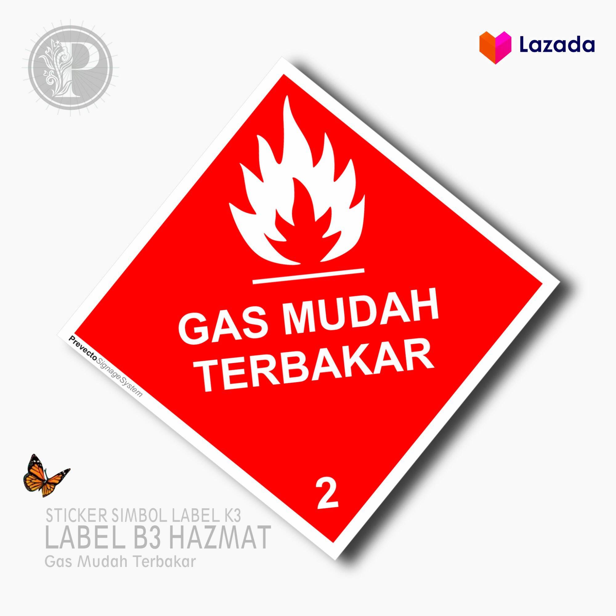 STIKER SIMBOL LABEL K3 LIMBAH B3 HAZMAT GAS MUDAH TERBAKAR | Lazada ...