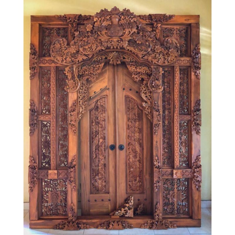 Gebyok ukir bali motif ramayana | pintu gebyok ukir kayu jati | pintu ...