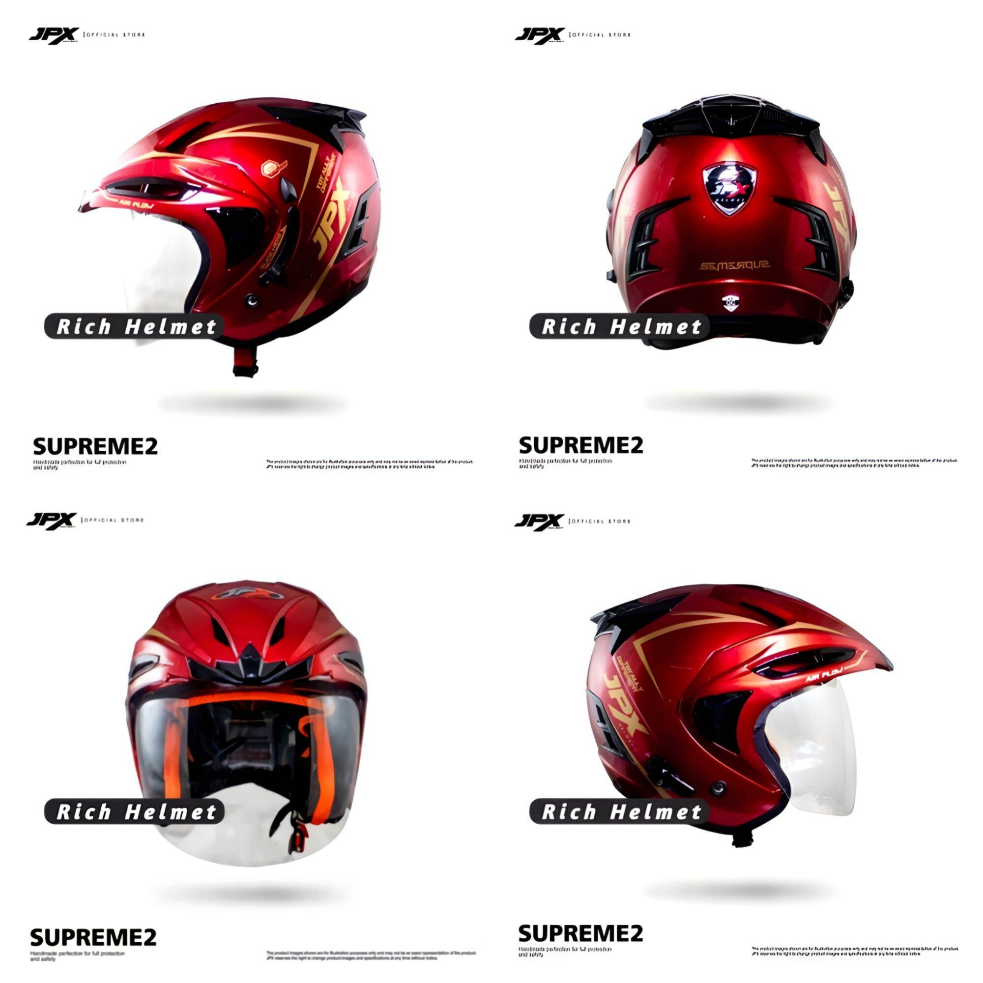 Helm JPX Supreme 2 Solid Polos Semua Warna Original JPX Half Face Supreme 2 Supreme2 Double ...