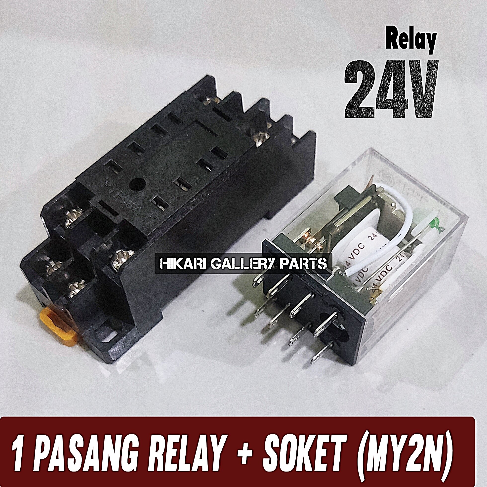 1 SET RELAY MY2N 24VOLT + SOKET / RELAY dan SOKET MY2N 24V 8pin Tumpul Sepasang relay 24 volt ...