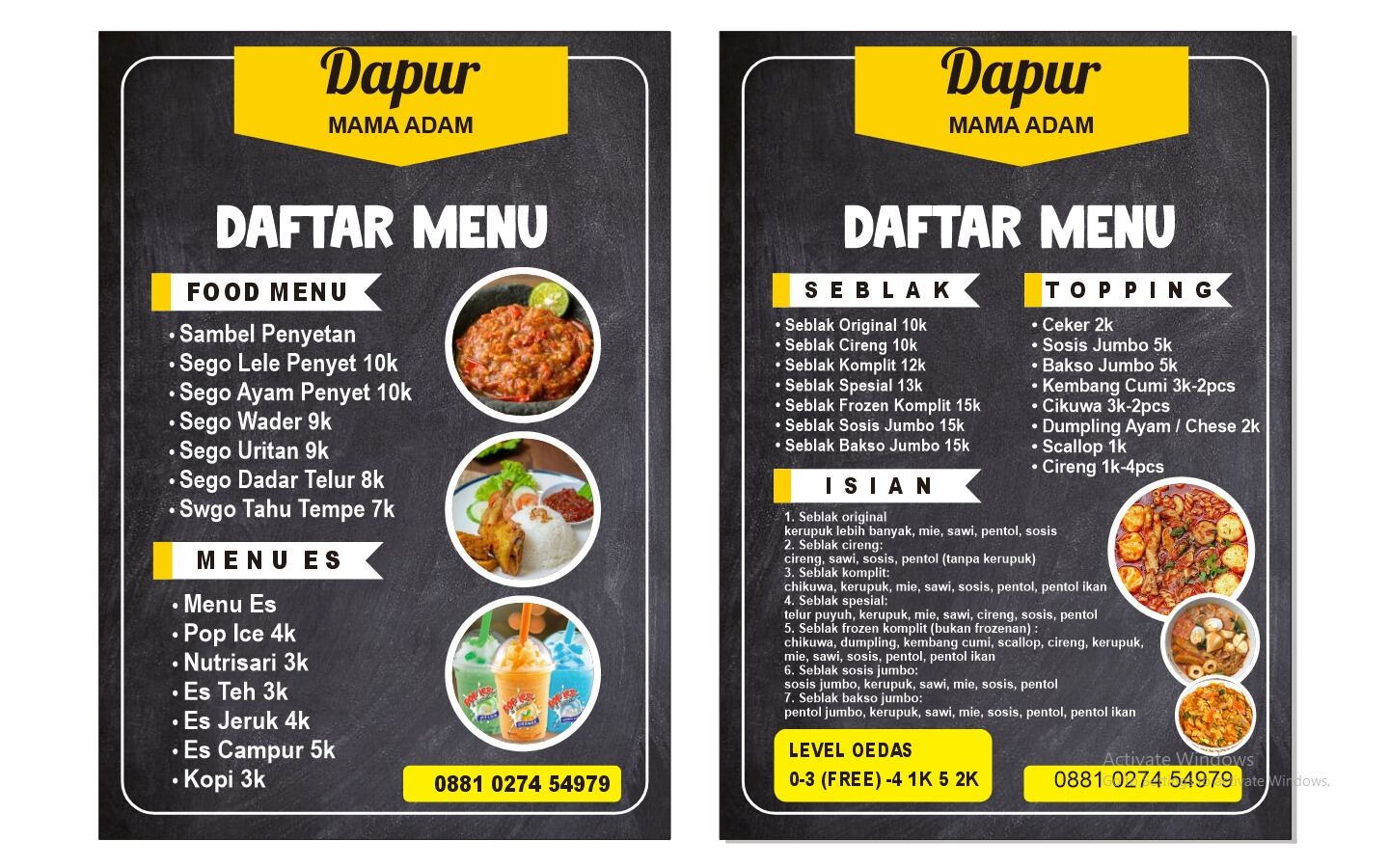 Daftar Menu Makanan / Menu Minuman / Bahan Kertas F4 Laminating ...