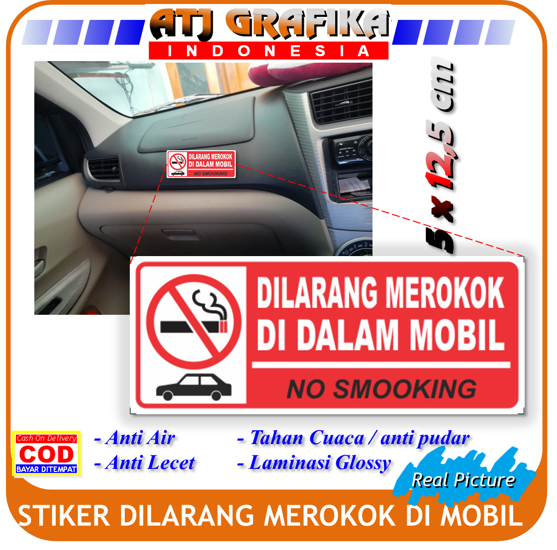 Stiker mobil dilarang merokok sticker kesehatan udara Anti polusi asap ...