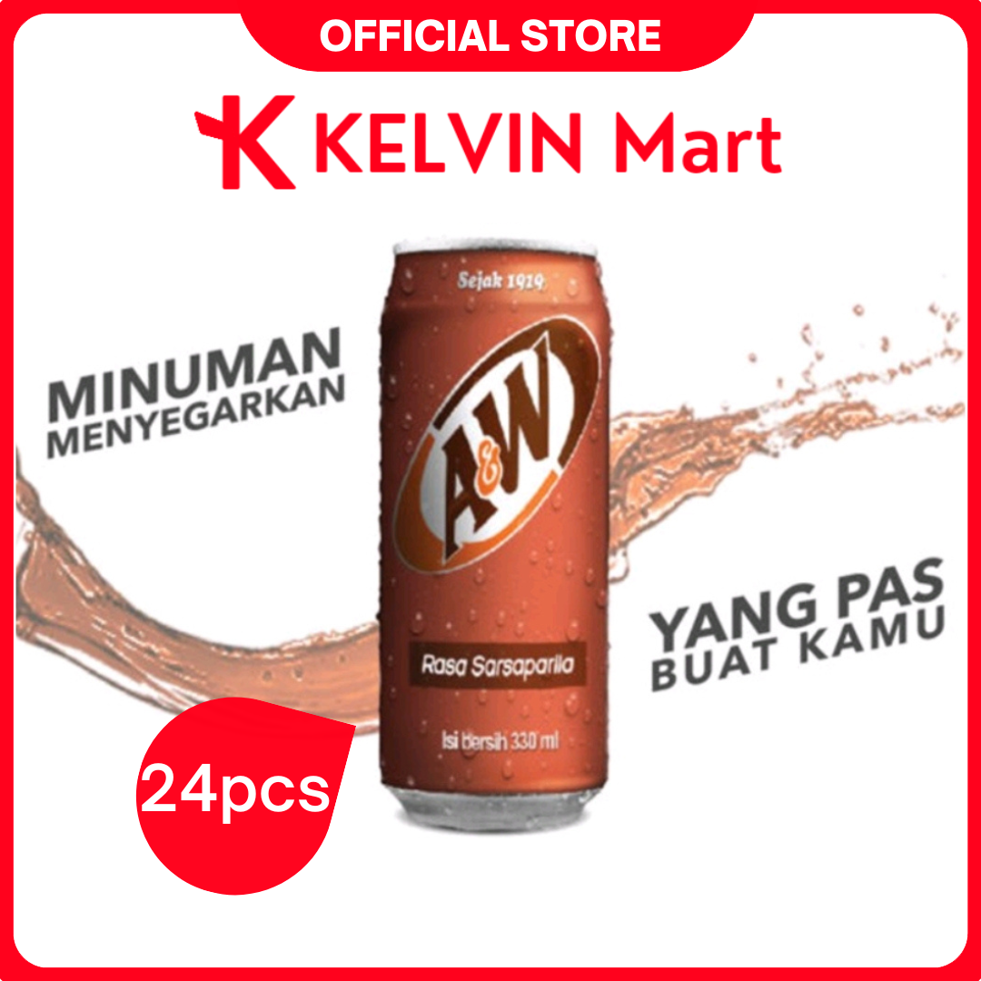 A&W Minuman Softdrink Rasa Sarsaparila AW Kaleng 330mL x 24 pcs ...