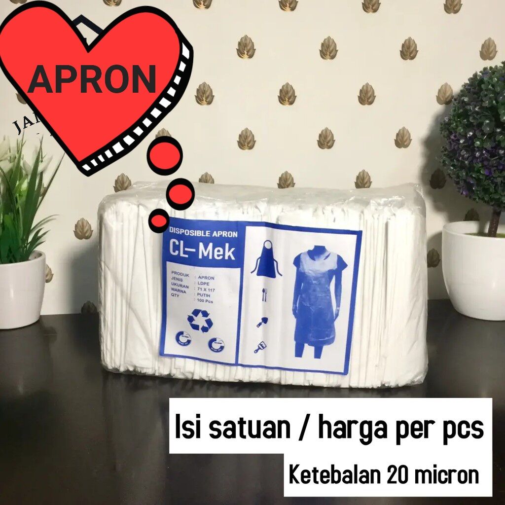 Apron Celemek Plastik LDPE / Apron Medis APD Disposable Sekali Pakai ...