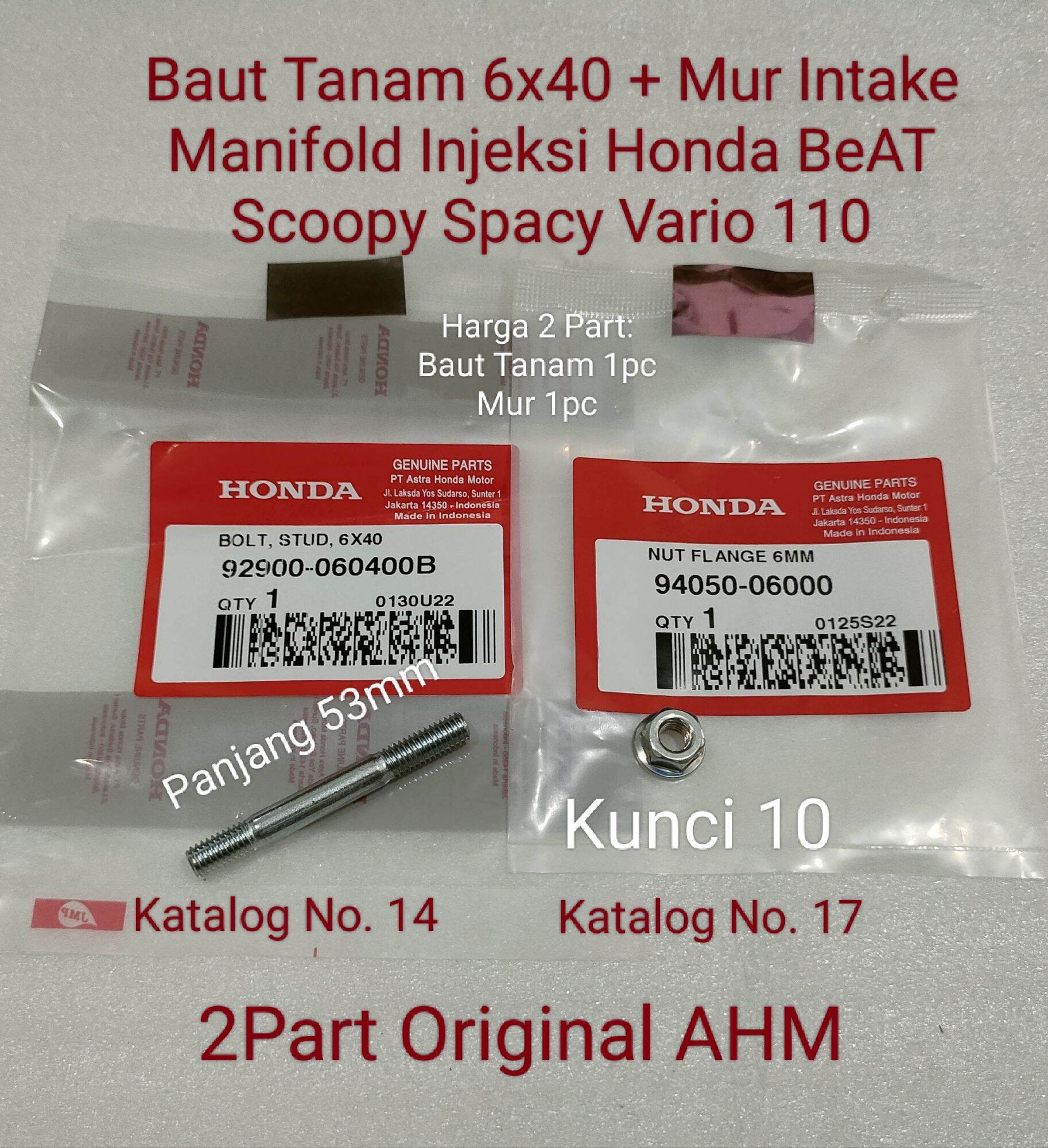 Baut Tanam 6x40 + Mur Intake Manifold Injeksi BeAT Scoopy Spacy Vario ...