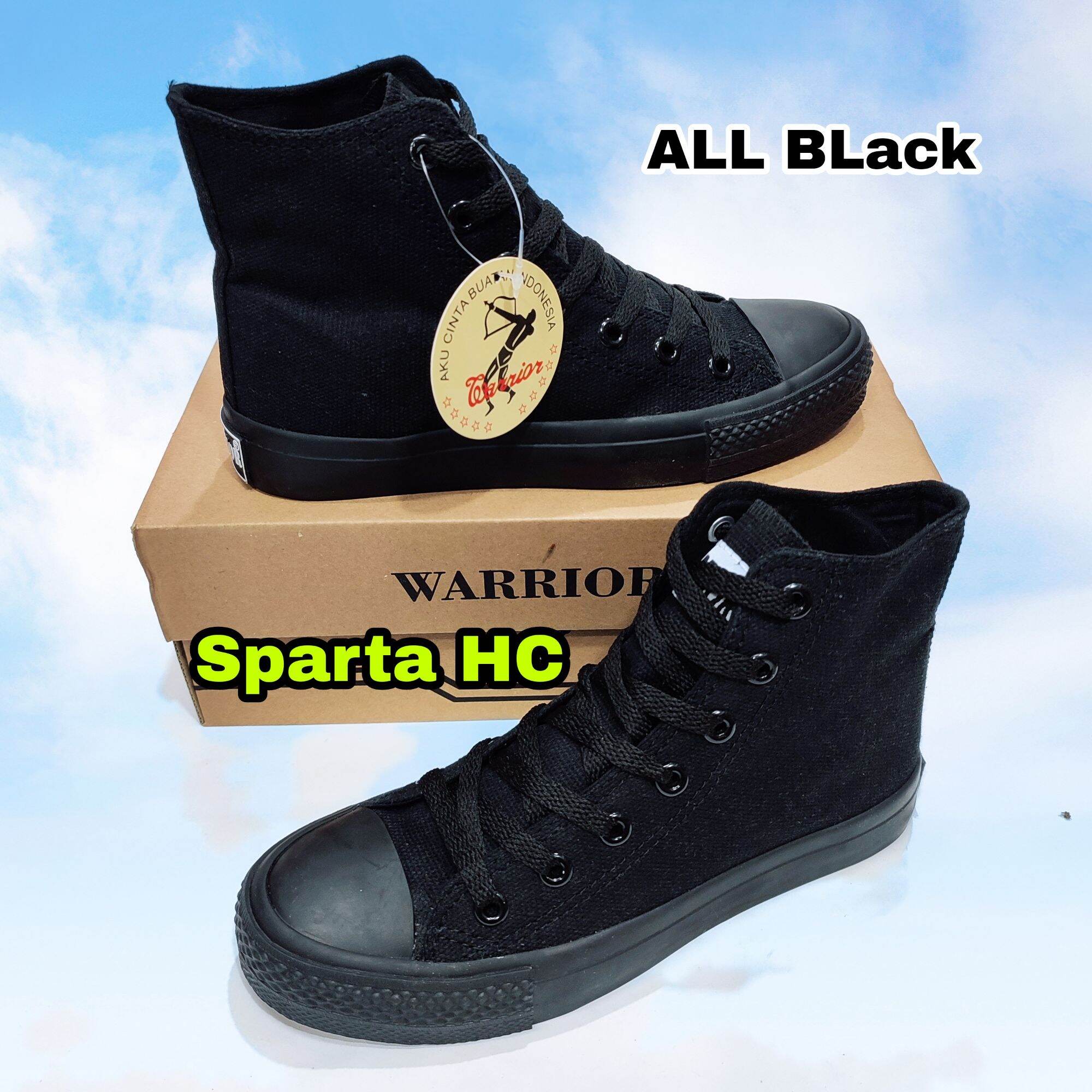 Warrior Sepatu Sekolah Kerja Cowok Cewek Hitam Polos Full Warior Sparta ...