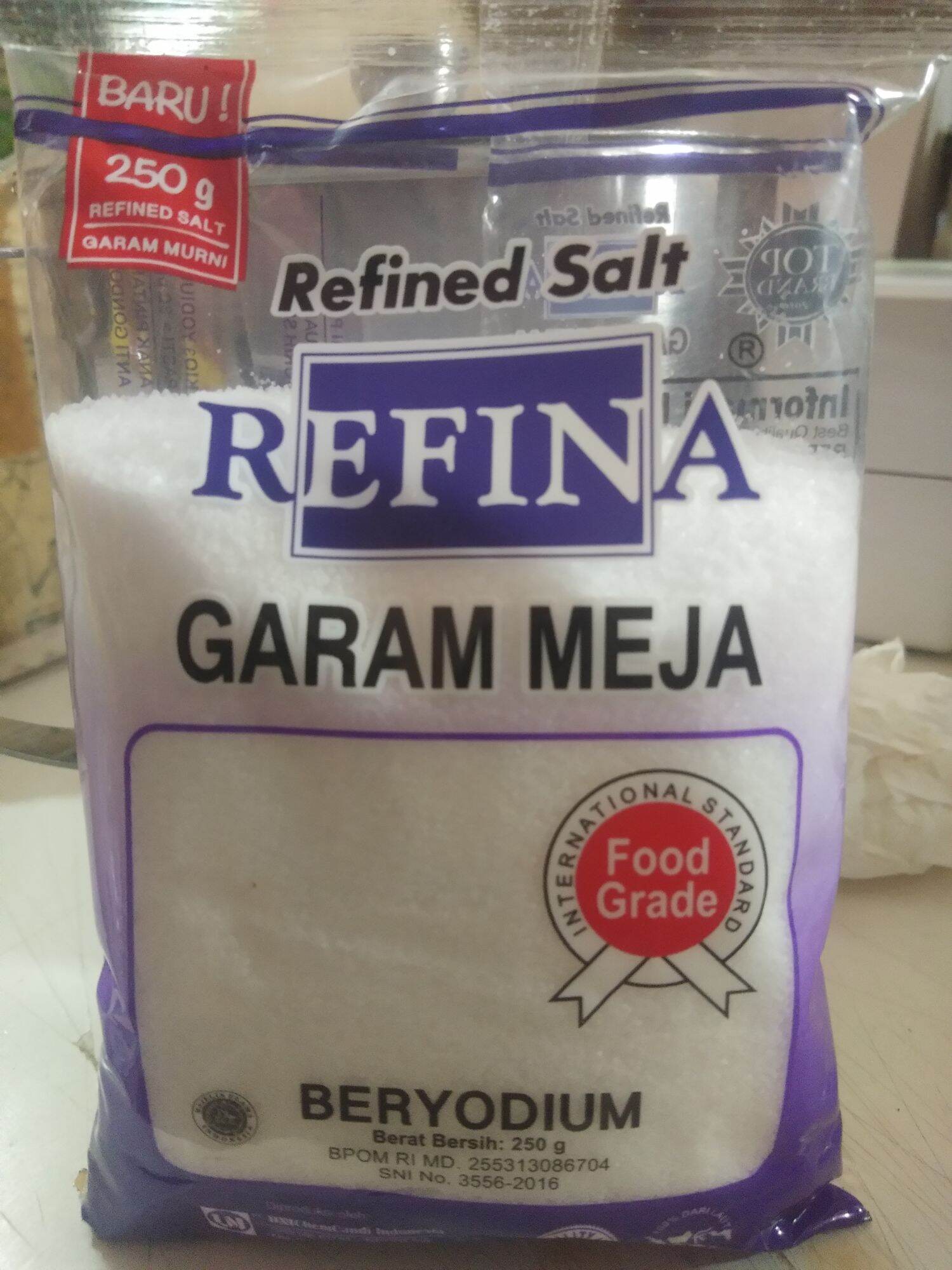 GARAM MEJA REFINA SALT BERYODIUM. bersih, putih, halus. 1 bungkus 250gram | Lazada Indonesia