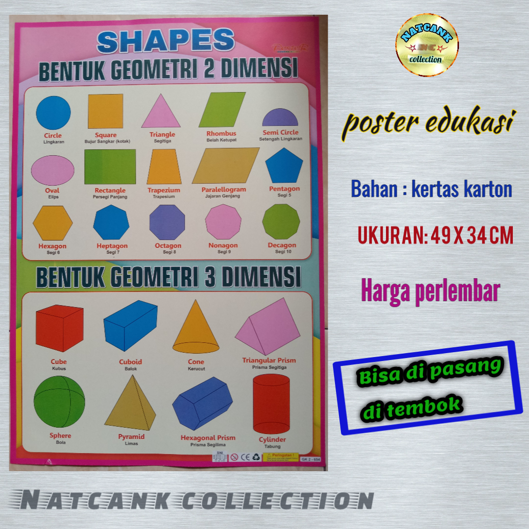 poster edukasi pengenalan tentang shapes | Lazada Indonesia