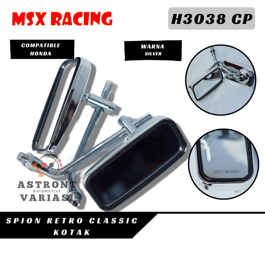 Spion Retro Kotak Chrome Classic Universal Semua Motor Honda Supra X ...