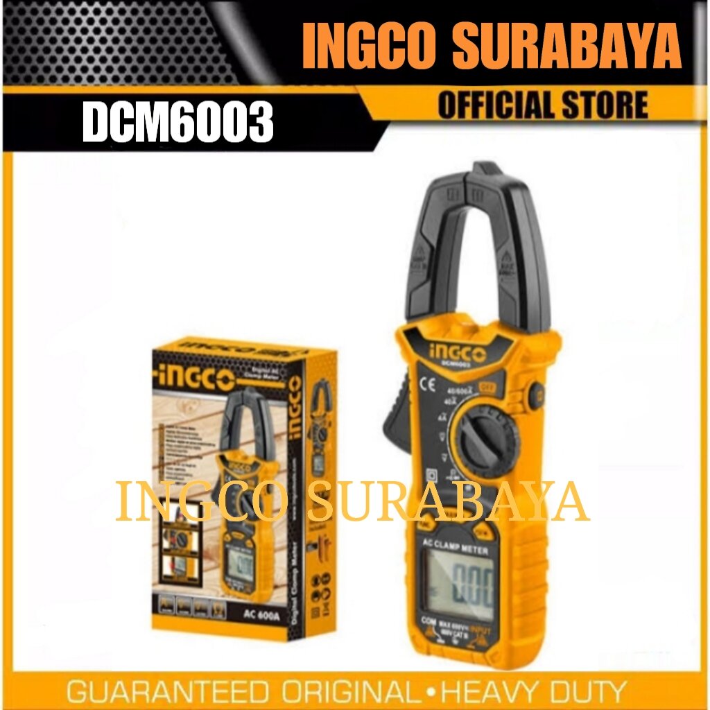 INGCO DCM6003 DIGITAL CLAMP METER AC DC 6000 COUNT TANG AMPERE AMPER ...