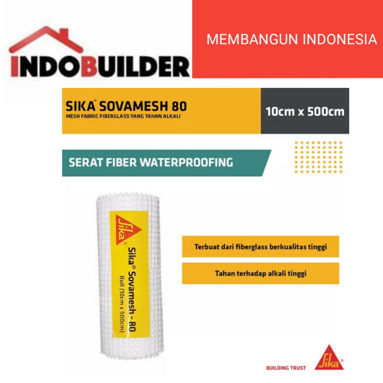 SIKA SOVAMESH 80 UKURAN 10 CM X 5 METER / MEMBRAN SERAT WATERPROOFING ...