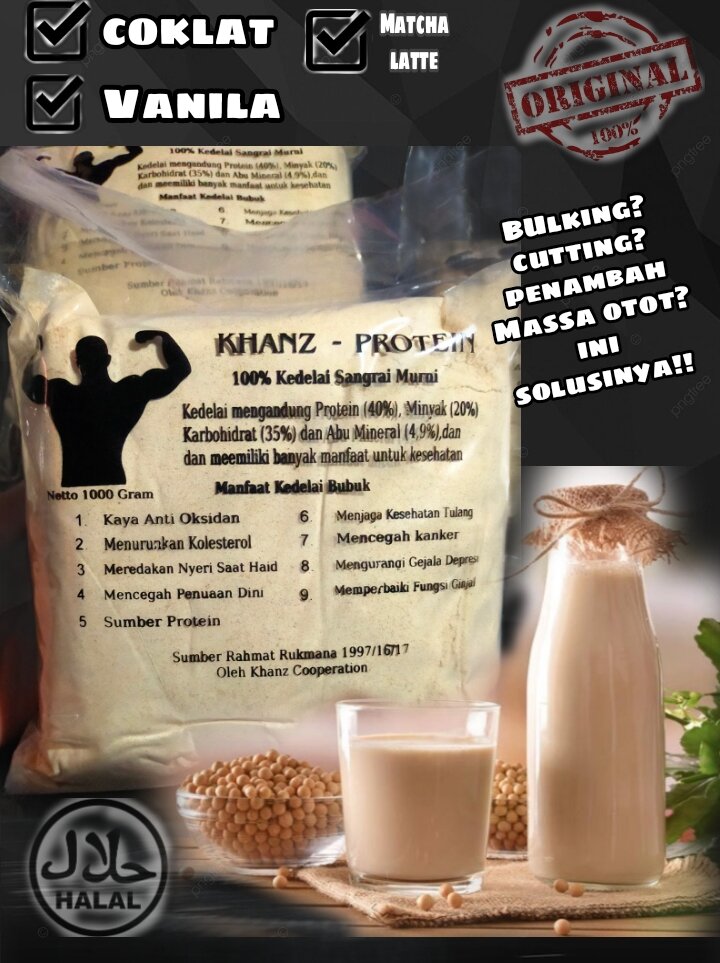 WHEY PROTEIN SERBUK KEDELAI ALAMI 100% ALL NEW VARIAN RASA (1000GRAM ...