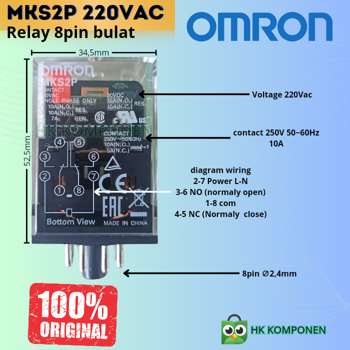 Relay 8pin 220vac 10a MKS2P OMRON ORIGINAL | Lazada Indonesia