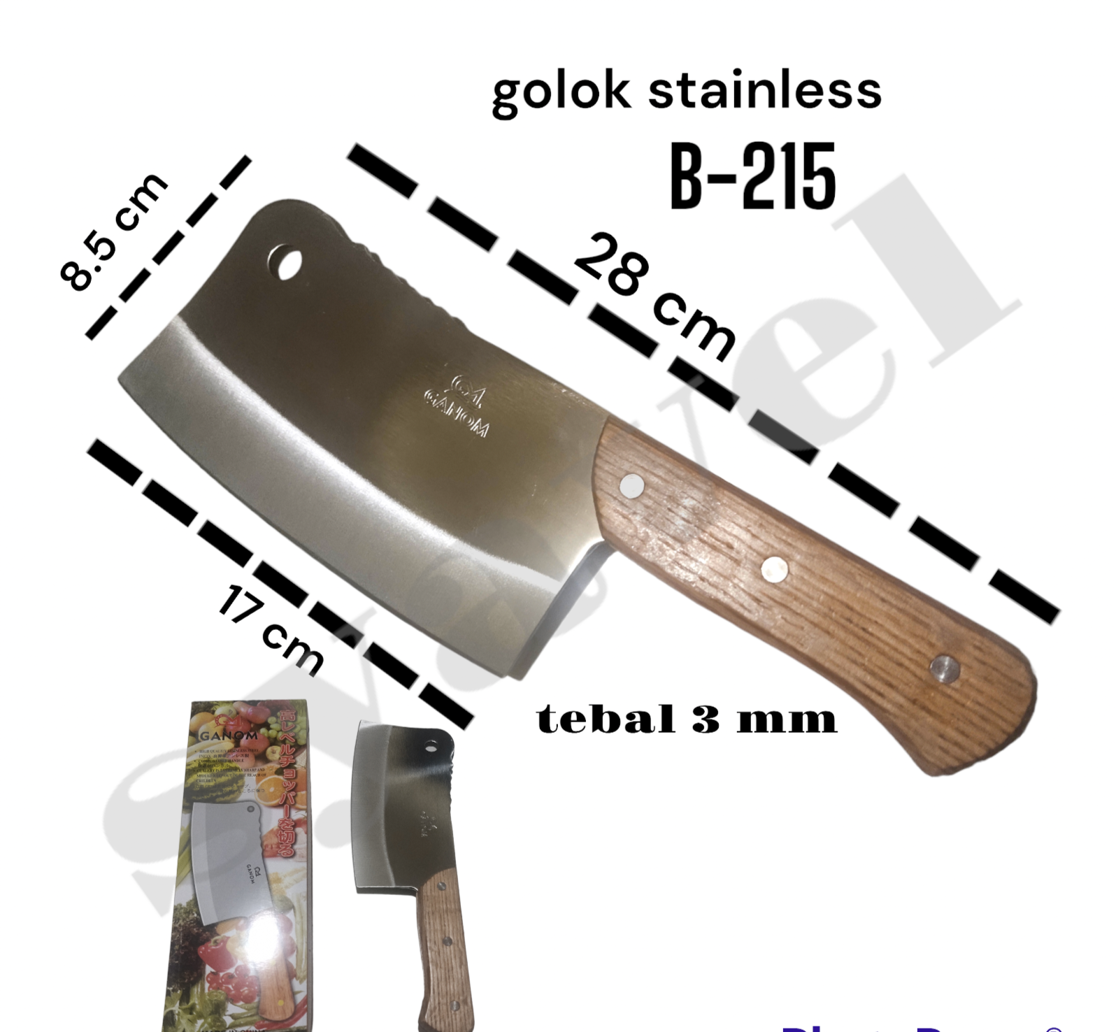 golok ayam/golok daging B215/golok tulang stainless gagang kayu B 215 ...