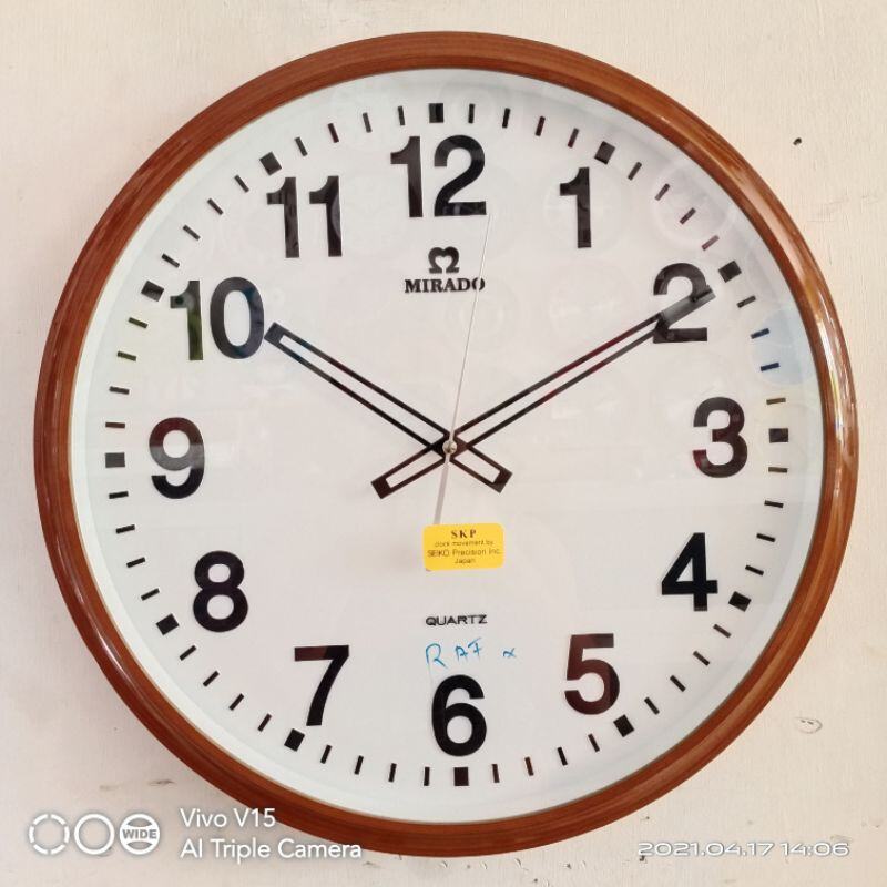 jam dinding jumbo/besar mirado 8878 mesin seiko Quartz 47cm silver ...