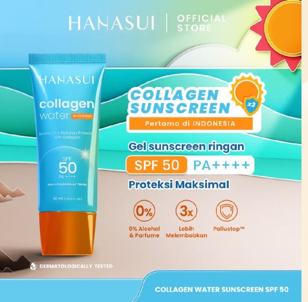 Hanasui Collagen Water Sunscreen SPF50 PA++++ 30mL - Pelindung Sinar ...