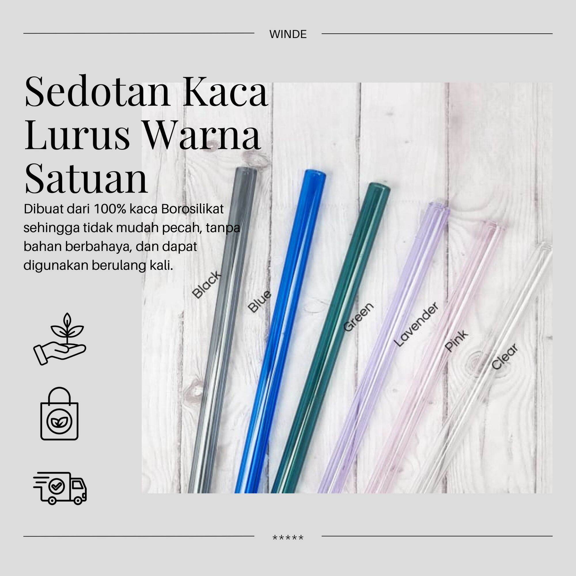 Sedotan Kaca Lurus Transparan Warna Satuan Eco Friendly | Lazada Indonesia