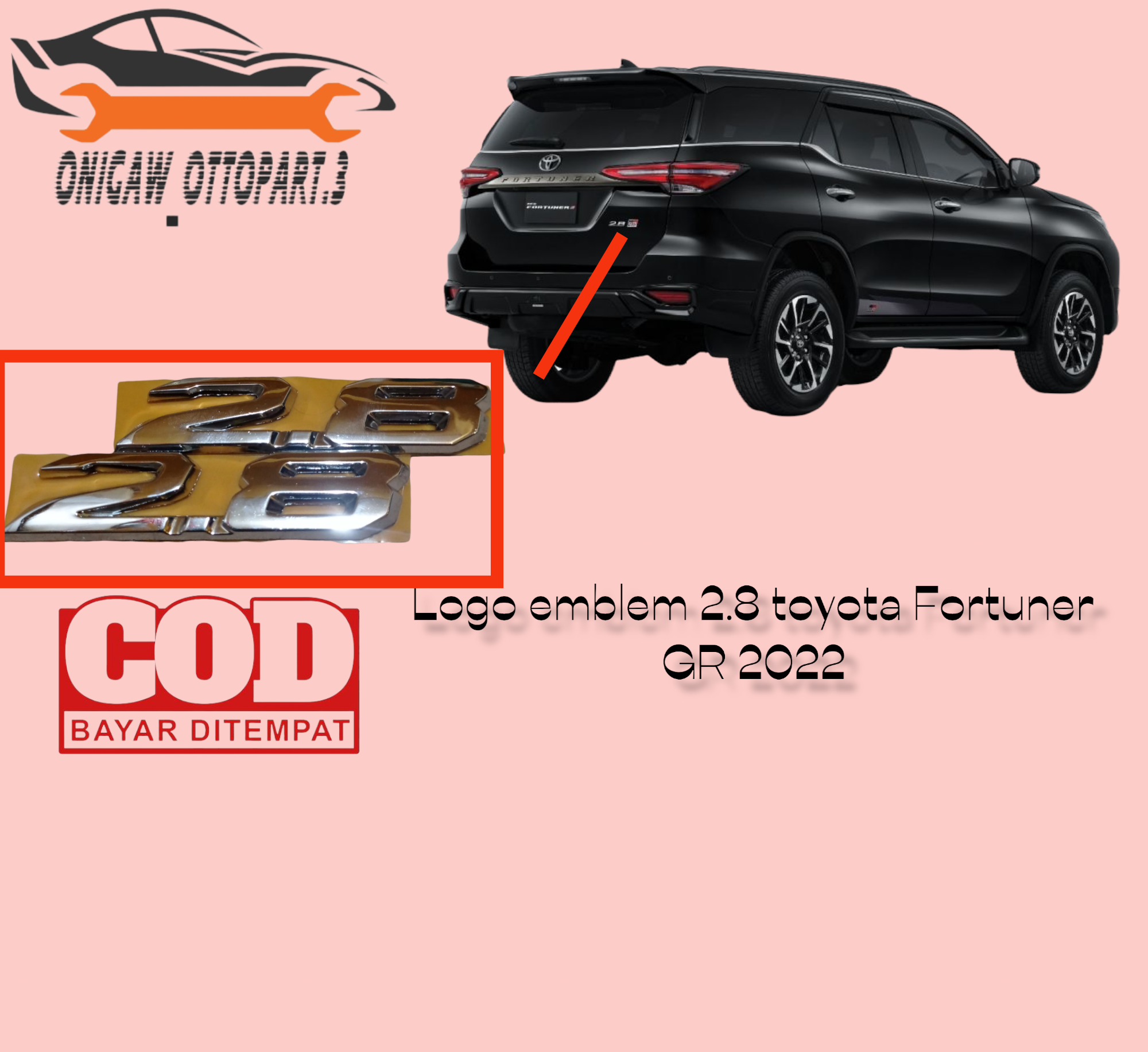 EMBLEM LOGO TULISAN 2.8 TOYOTA FORTUNER GR 2022 [chrome] | Lazada Indonesia
