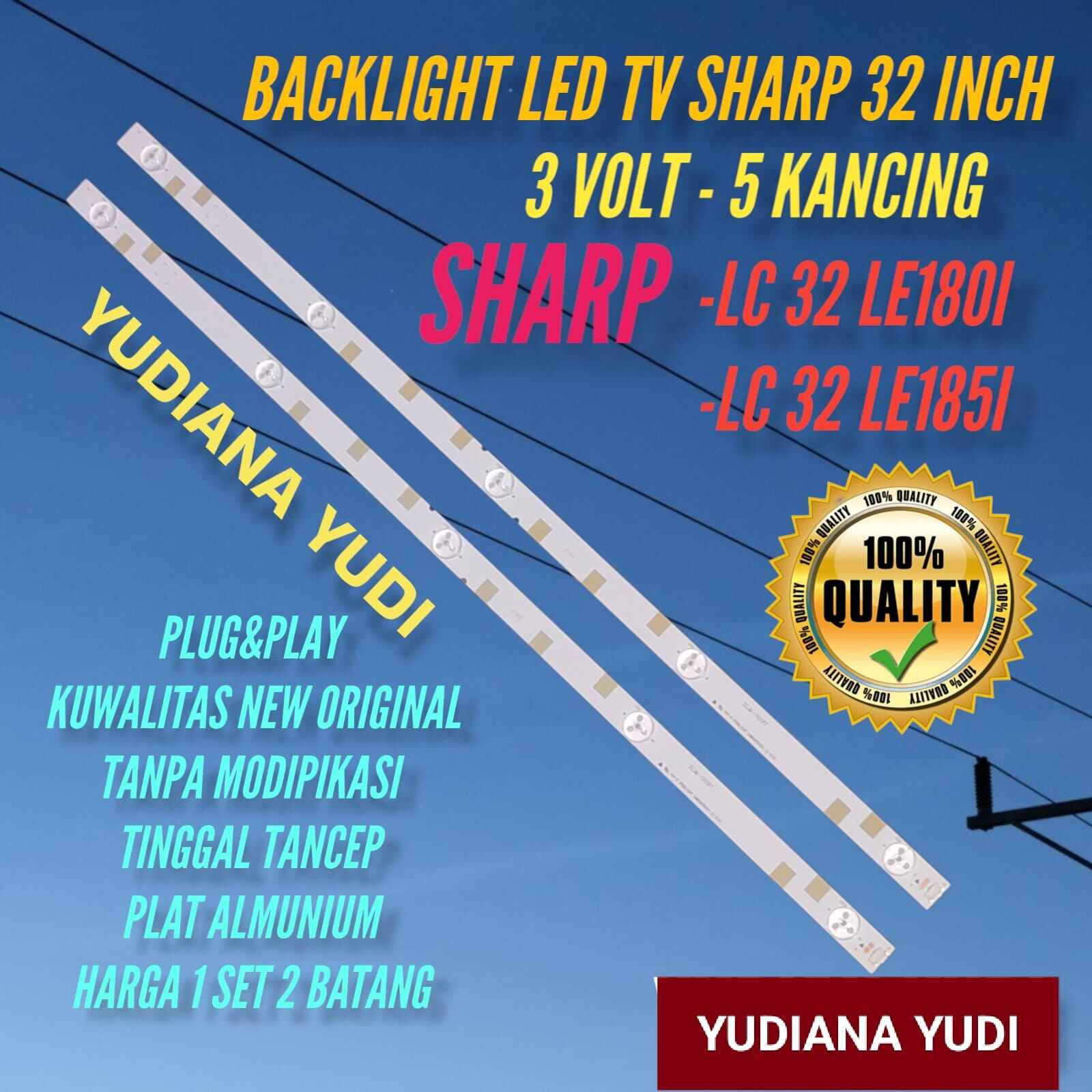 BACKLIGHT LED TV SHARP 32 INCH 5 KANCING 3 VOLT LC-32LE180I LC-32LE185I ...