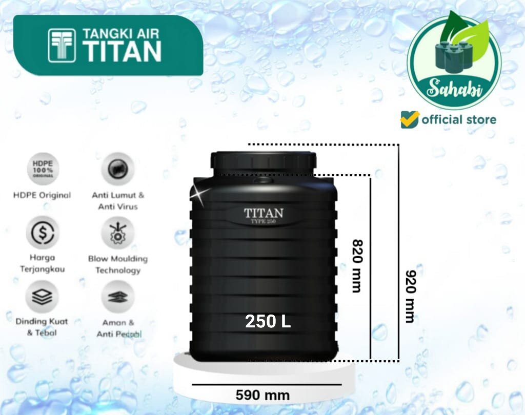 Tandon Air / Tangki Air / Toren Air Titan Blow 250 Liter | Lazada Indonesia