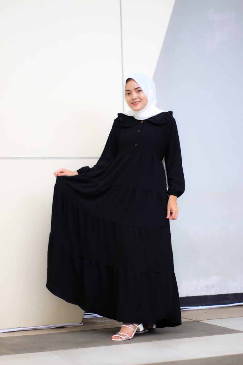 Promo gamis dress kringkel premium hitam terbaru terlaris | Lazada ...