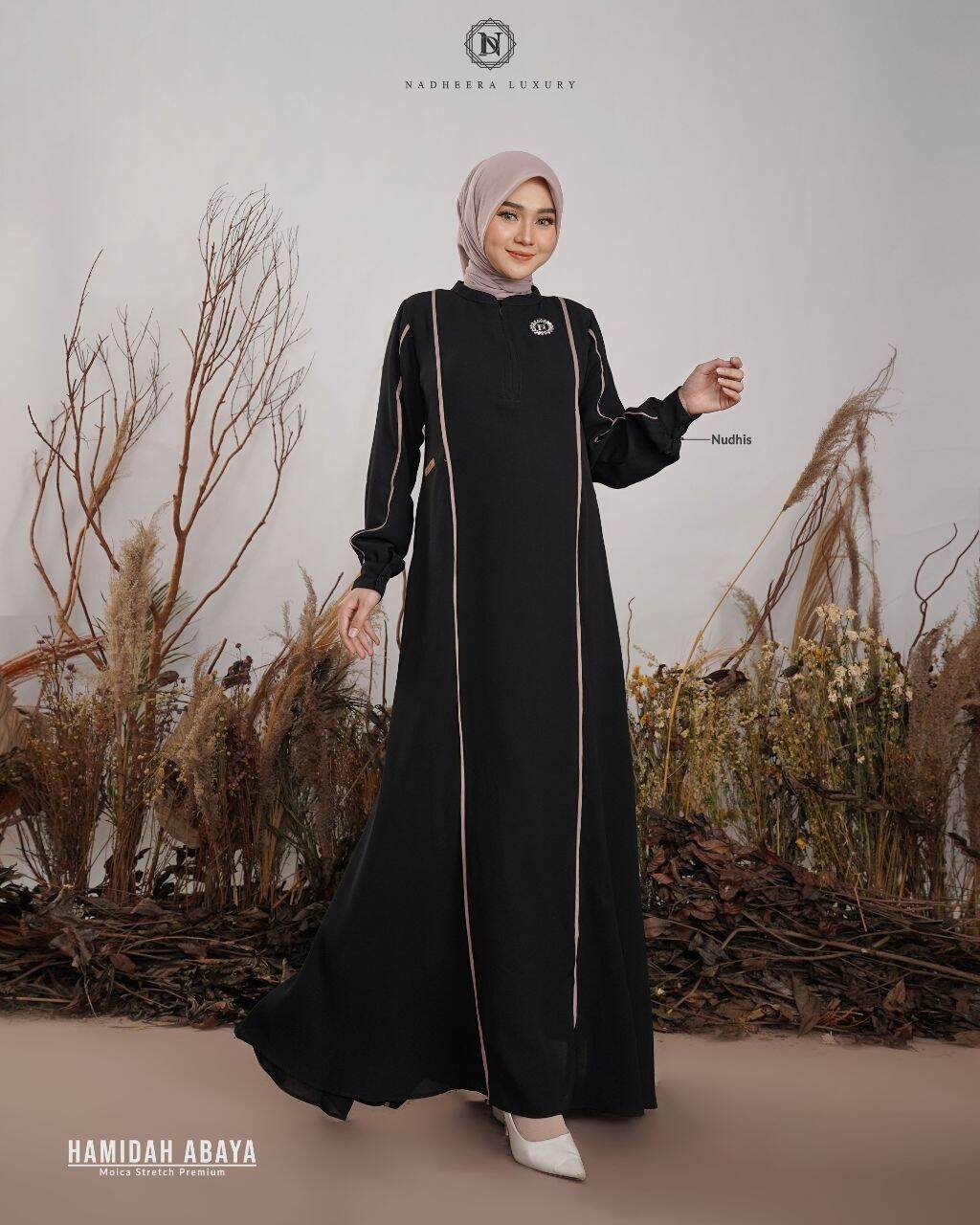 HAMIDAH DRESS by Nadheera luxury abaya hitam polos wanita gamis dress ...