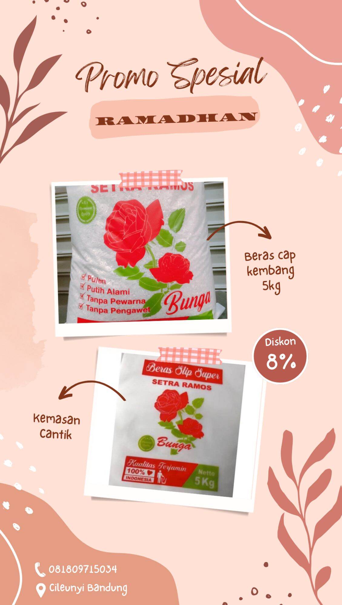 Beras bunga setra ramos 5 kg , Beras cap Bunga kemasan 5kg | Lazada ...
