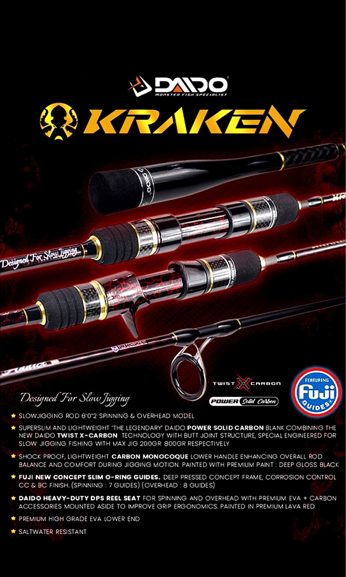 Joran Jigging Daido Kraken Pe 1-3 Pe 2-4 Pe 3-5 | Lazada Indonesia