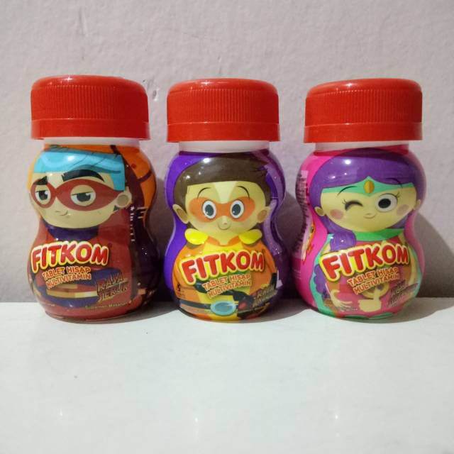FITKOM TABLET HISAP MULTIVITAMIN ANAK 21 TABLET RASA STRAWBERRY ANGGUR ...