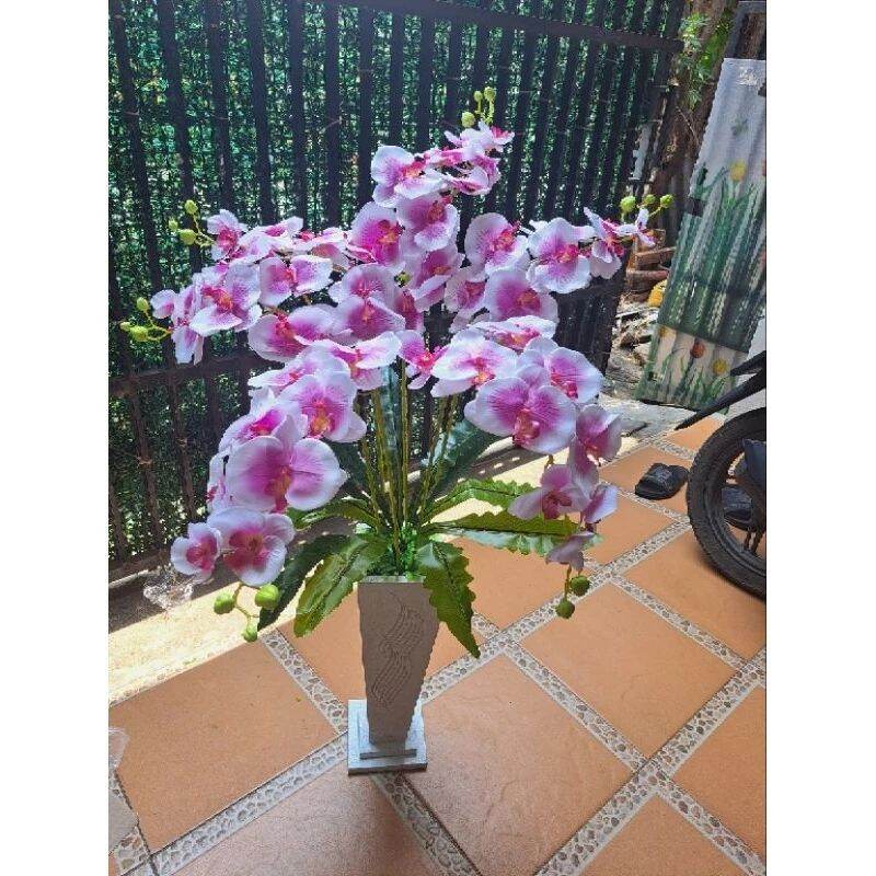 Bunga anggrek set vas kayu /bunga sudut ruangan | Lazada Indonesia