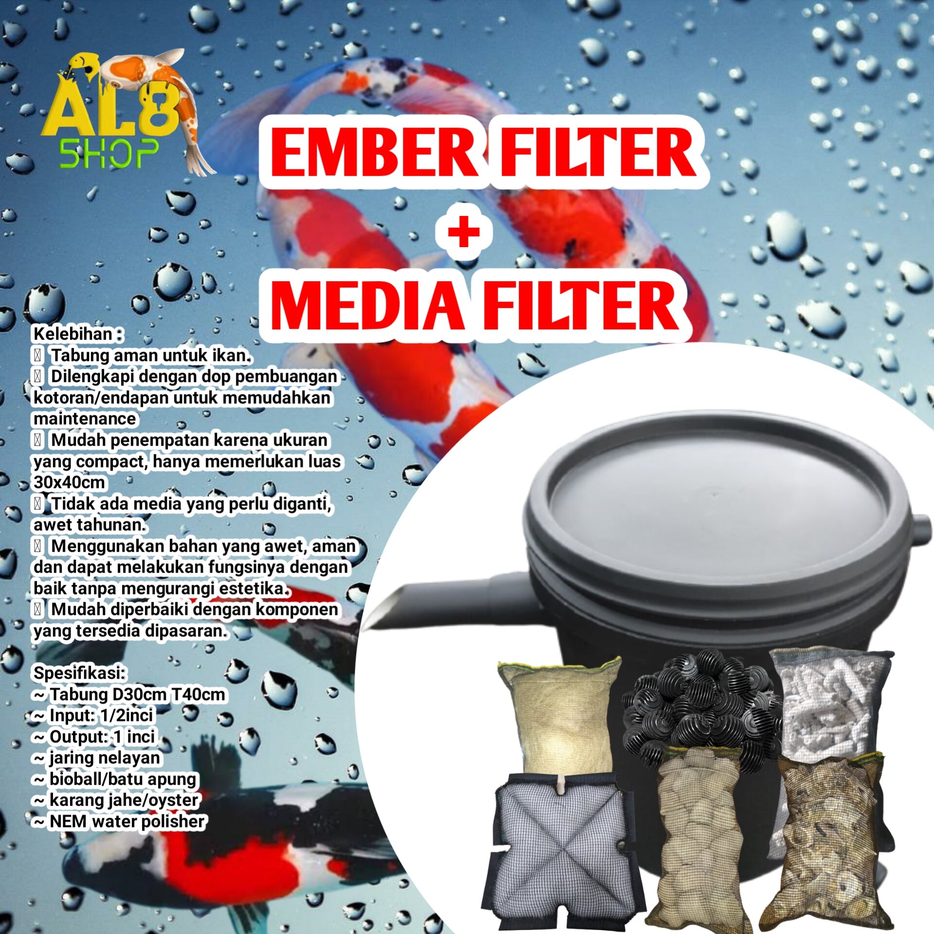 ember filter tempat media filter kolam ikan koi lengkap filter mekanis ...