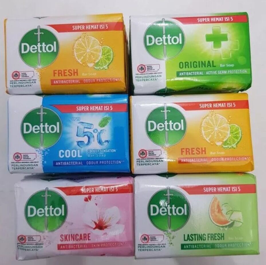sabun batang Dettol 60gr isi 10 buah (warna mix min. 3 warna sesuai ...