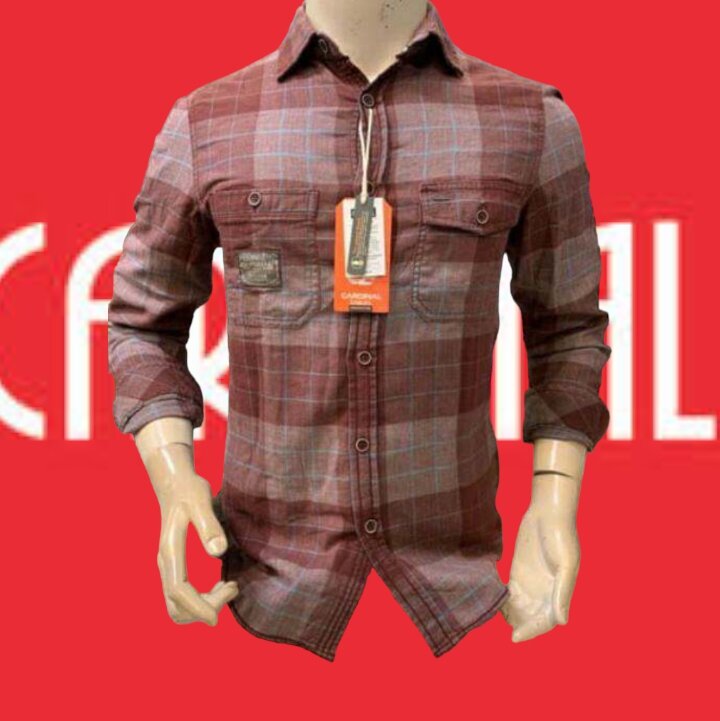 CARDINAL CASUAL KEMEJA SLIMFIT TANGAN PANJANG KOTAK KOTAK MARUN ...
