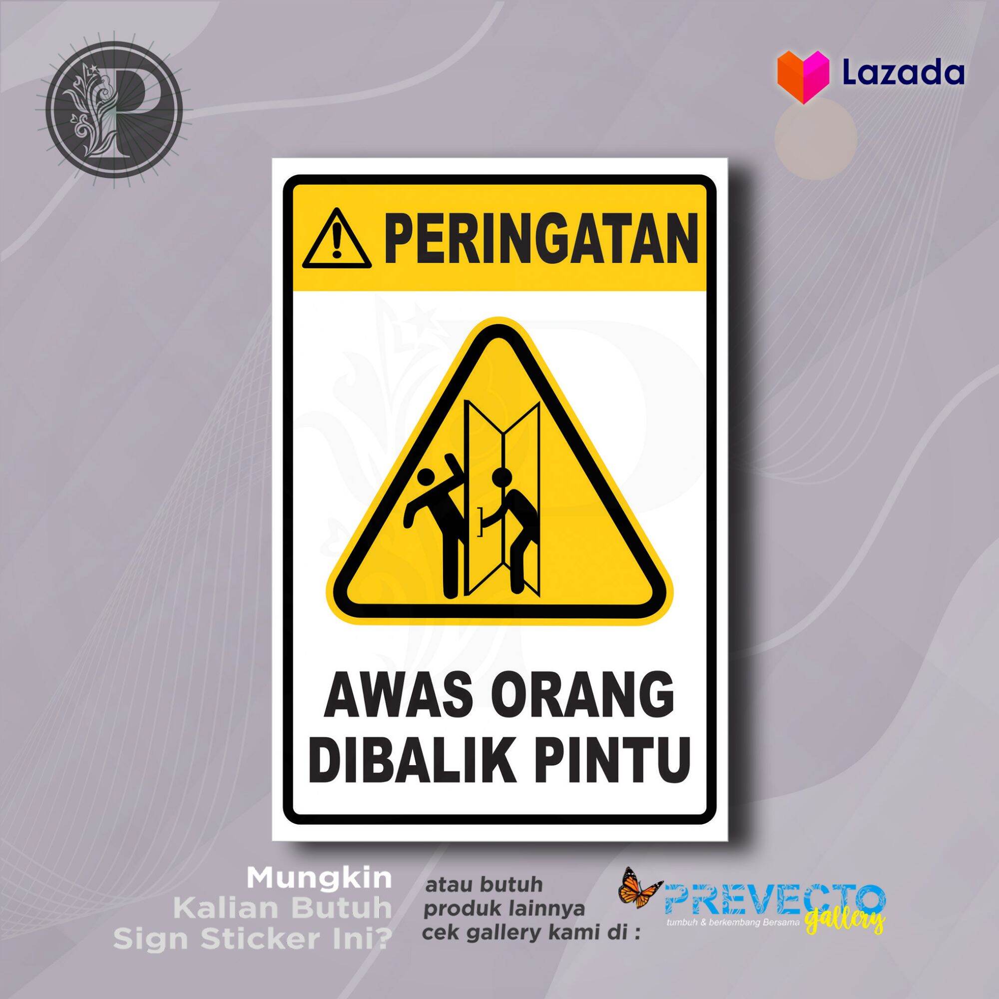 Stiker Safety Sign K3 Rambu Awas Orang Dibalik Pintu Sticker Vinyl Tahan Air | Lazada Indonesia