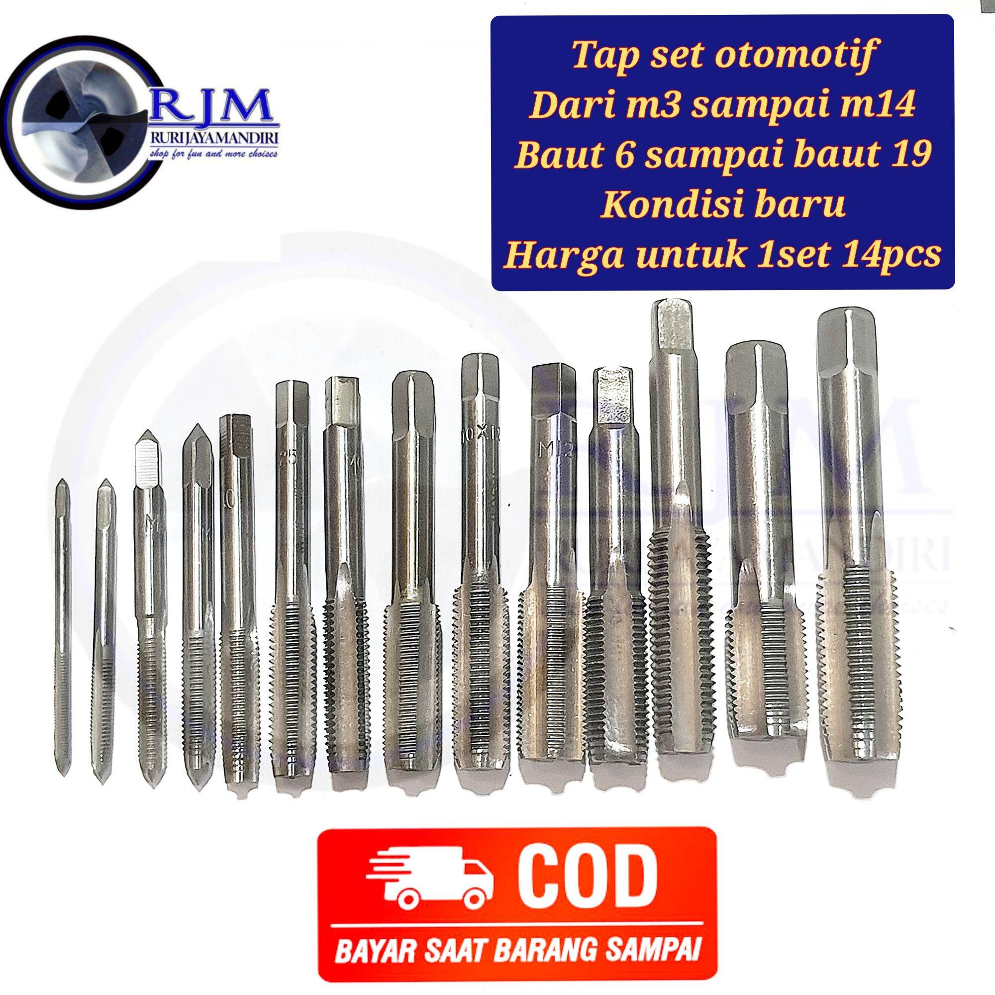 Tap hand tap set otomotif Dari m3 sampai m14 Baut 6 sampai baut 19 ...