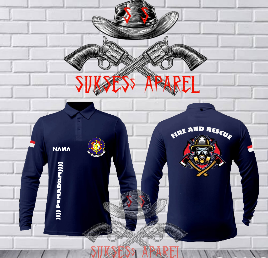 kaos pemadam polo lengan panjang/fire and rescue/damkar | Lazada Indonesia