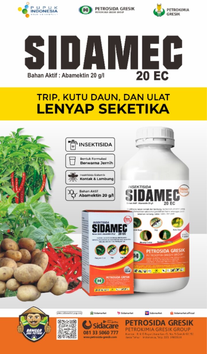 ABAMEKTIN SIDAMEC 20 EC KEMASAN 1 LITER INSEKTISIDA OBAT TRIPS DAN KUTU ...