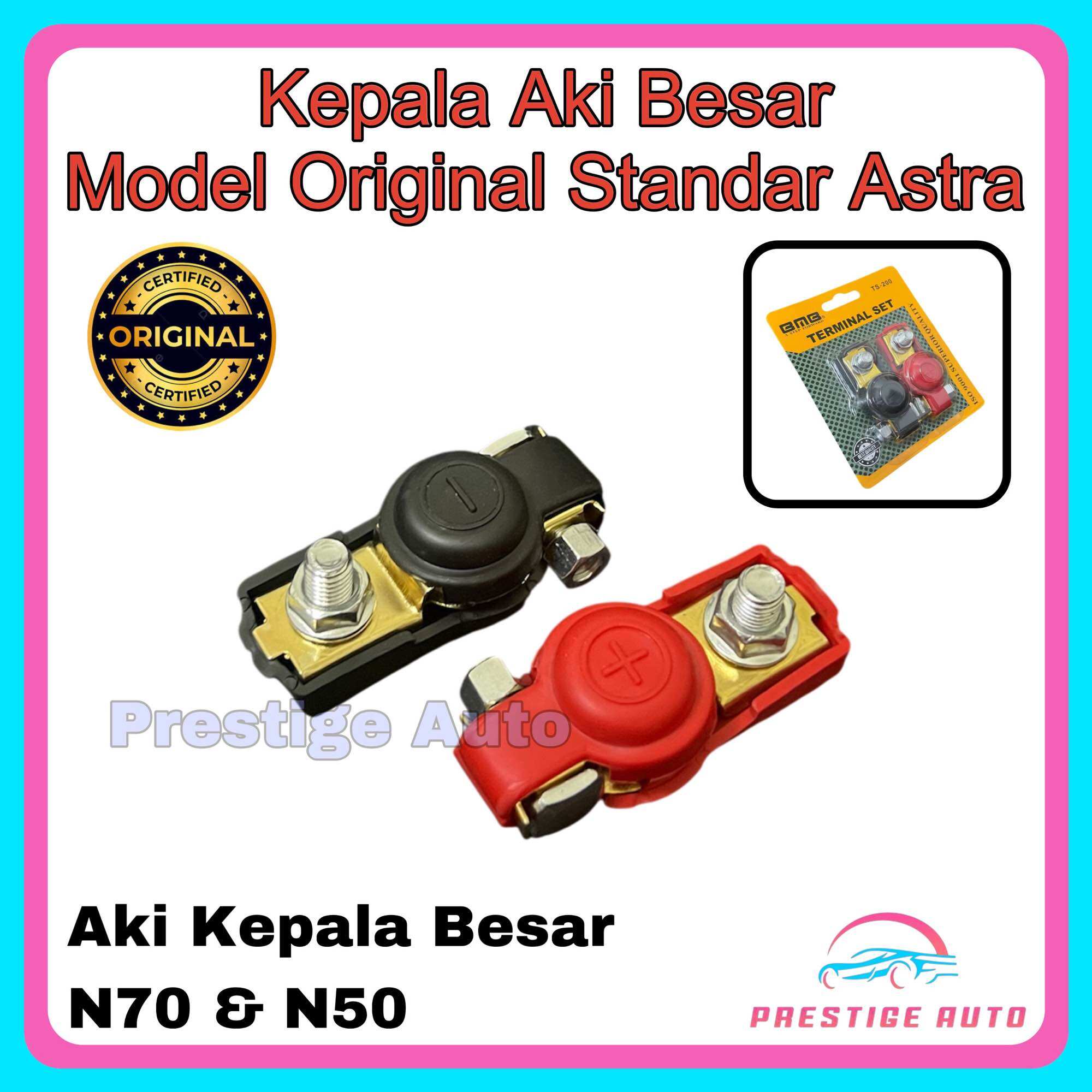 Kepala Aki Besar Kuningan Komplit Penutup Karet 1 Pasang - Klem Accu ...